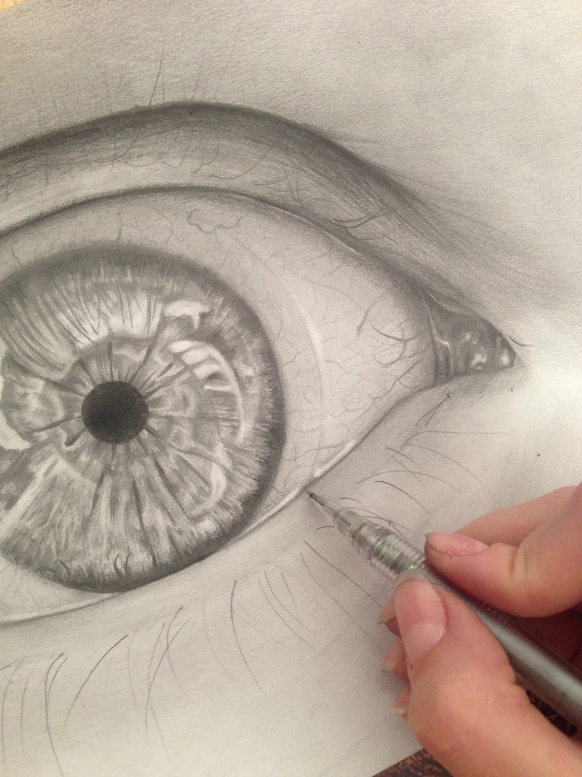 Hyperrealism - drawing of an eye - Dreams of an Architect