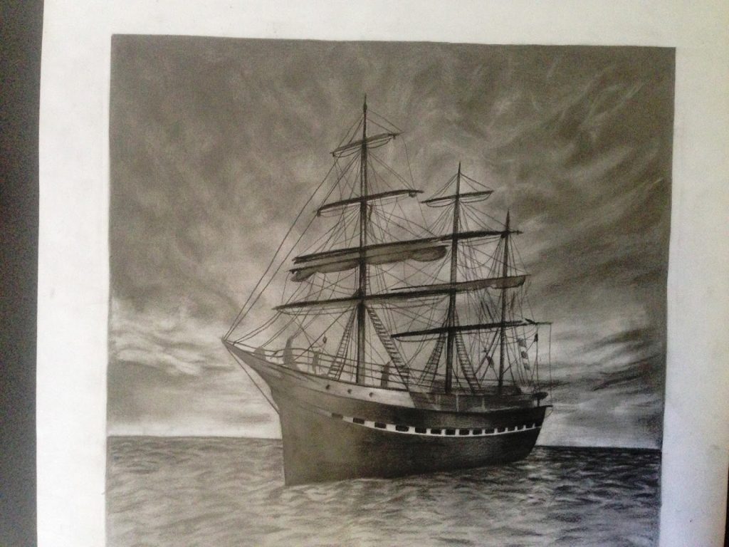 'Voyage on Sea' - hyperrealistic landscape drawing - Dreams of an Architect