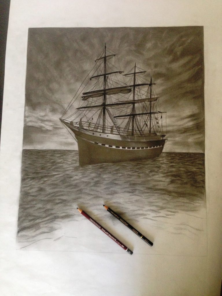 'Voyage on Sea' - hyperrealistic landscape drawing - Dreams of an Architect