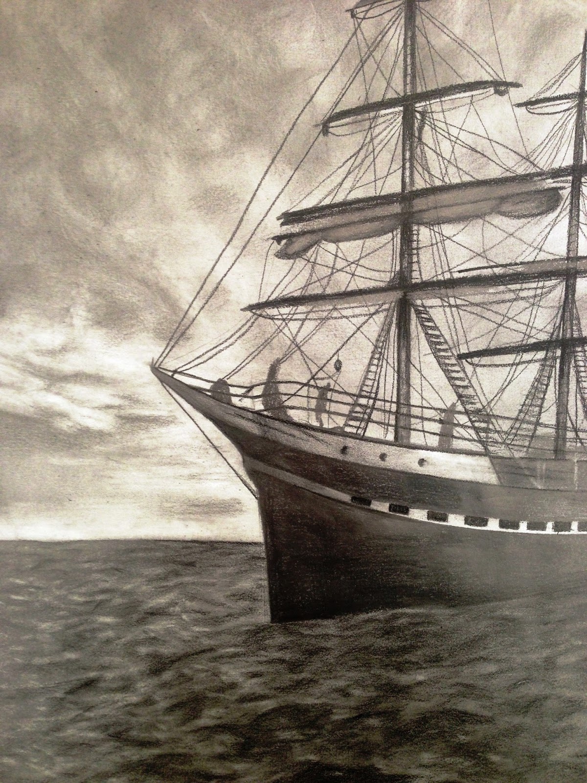 'Voyage on Sea' - hyperrealistic landscape drawing - Dreams of an Architect