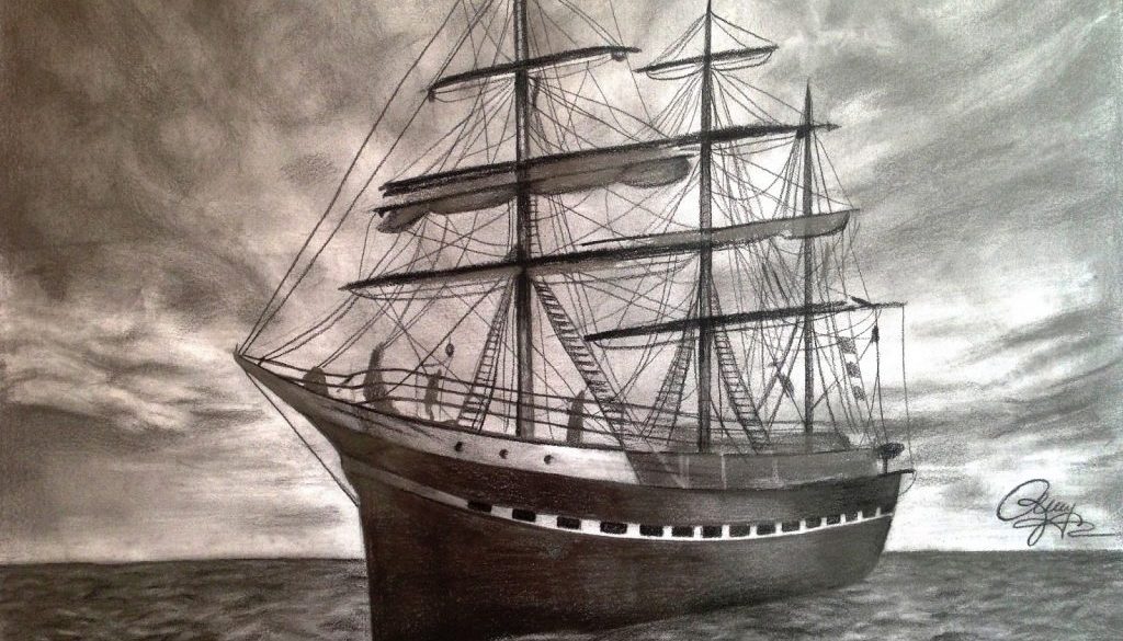 'Voyage on Sea' - hyperrealistic landscape drawing - Dreams of an Architect