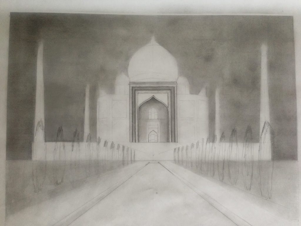 Taj Mahal - pencil drawing - Dreams of an Architect