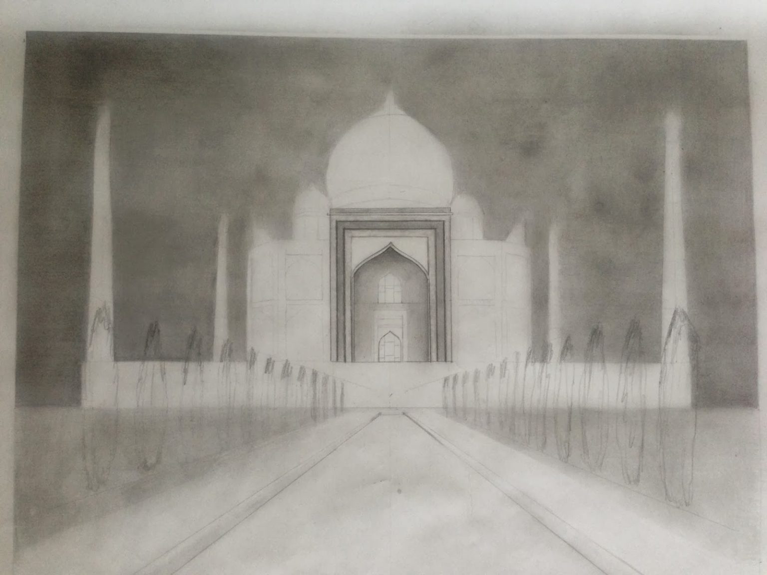 Taj Mahal - pencil drawing - Dreams of an Architect