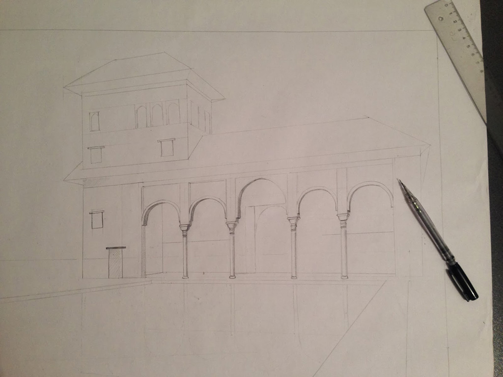 Alhambra Palace - pencil drawing - Dreams of an Architect