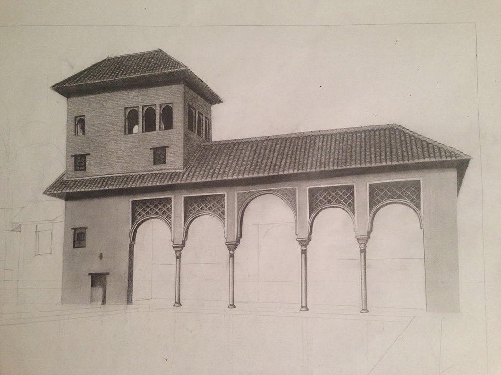 Alhambra Palace - pencil drawing - Dreams of an Architect
