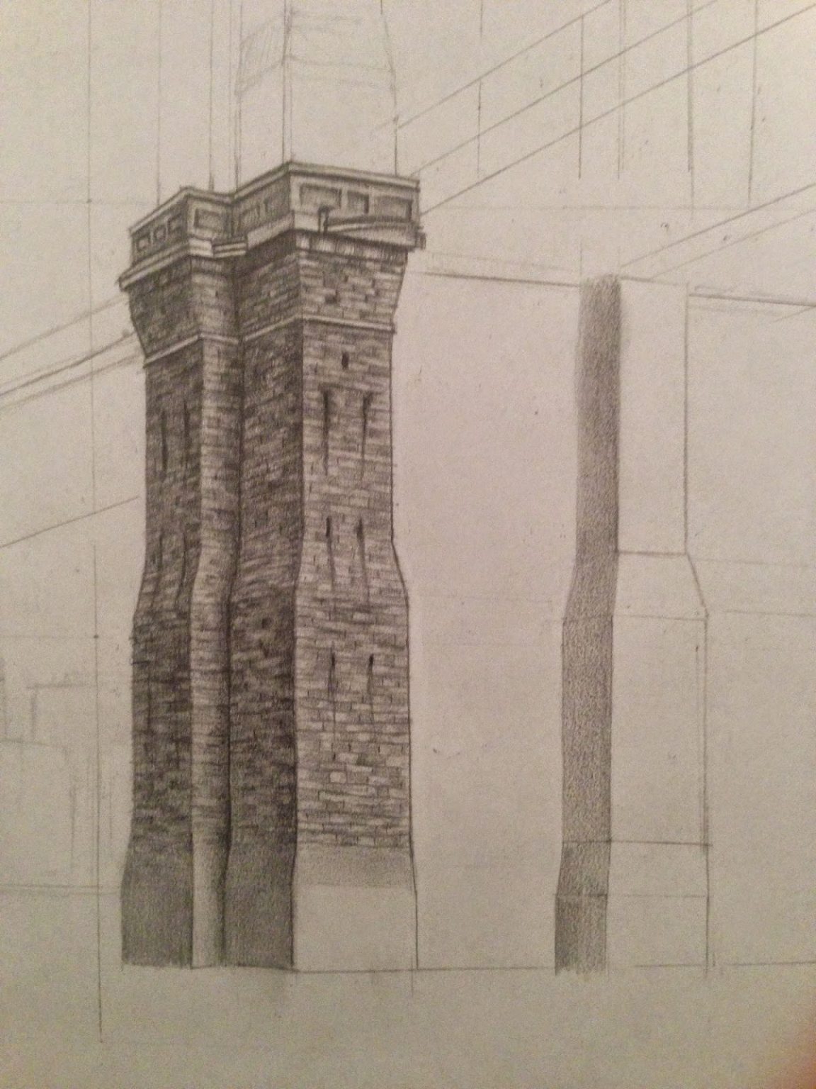 Brooklyn Bridge - pencil drawing - Dreams of an Architect