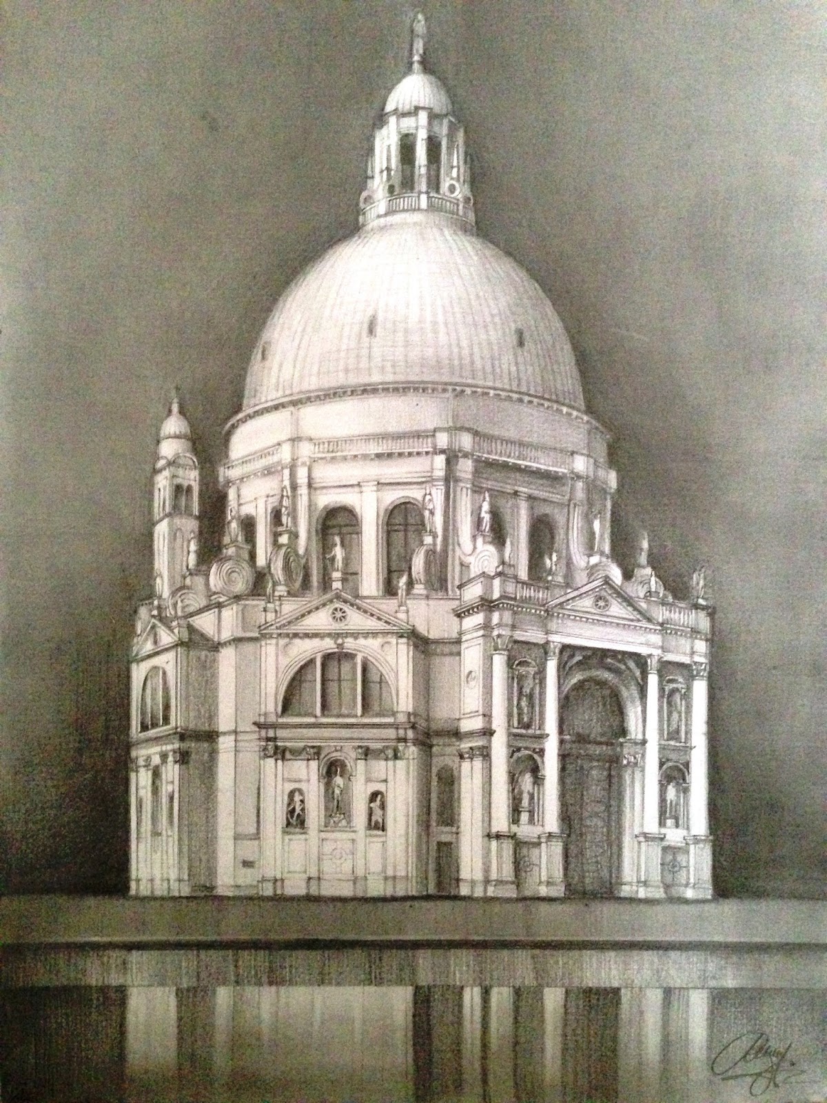 Santa Maria della Salute - pencil drawing - Dreams of an Architect