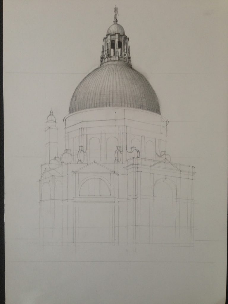 Santa Maria della Salute - pencil drawing - Dreams of an Architect