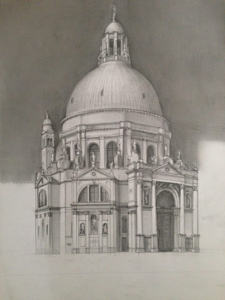 Santa Maria della Salute - pencil drawing - Dreams of an Architect